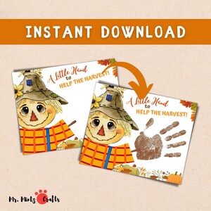 Fall Scarecrow Handprint Art Craft | Autumn Harvest Art Craft ...