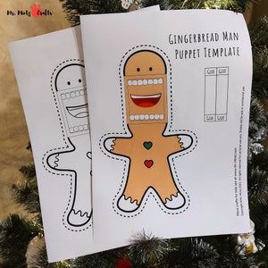 Gingerbread Man Puppet Craft Template Print Out for Kids Preschool ...