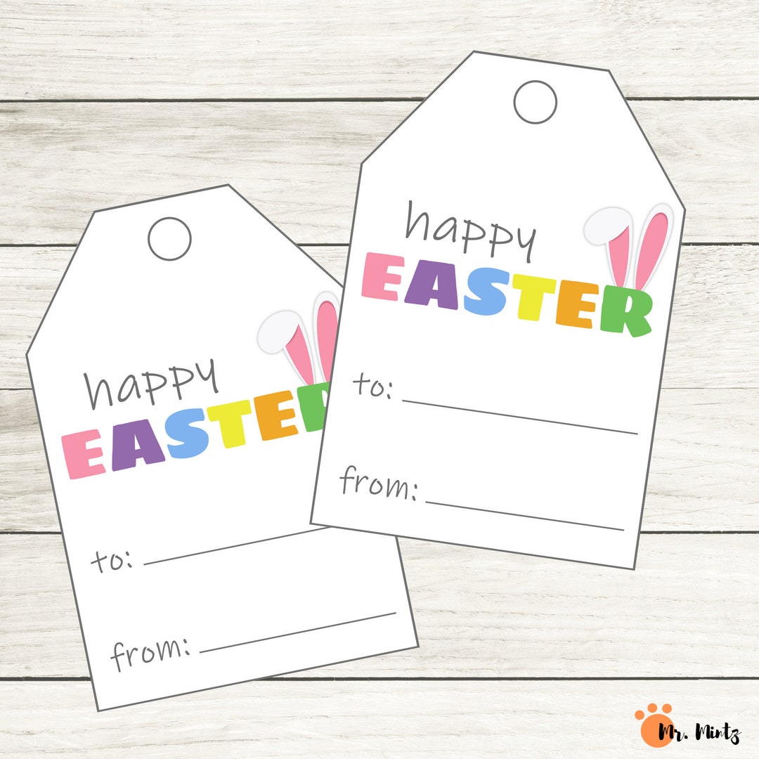 Custom Easter Gift Tags Happy Easter Tags Easter Bunny Tags Easter ...