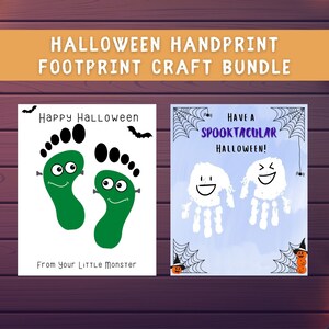 Halloween Handprint Footprint Art Craft Bundle | Fall Handprint Craft ...