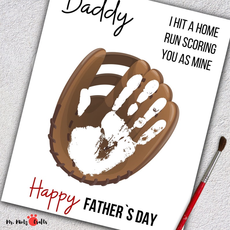 Handprint Art Craft Father's Day Gift for Dad Daddy | Baseball Dad Gift ...