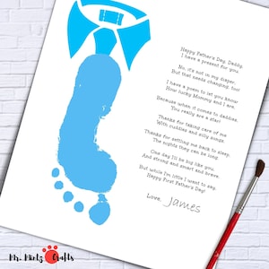 Father's Day Tie Footprint Art Craft Printable | First Fathers Day Gift ...