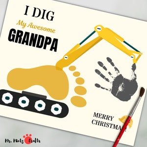 Grandpa Christmas Gift | Handprint Footprint Art Craft Christmas Gift ...