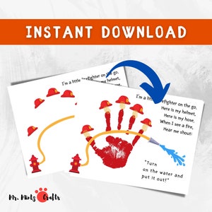 Firefighter Fathers Day Gift | Fathers Day Handprint Art Craft ...