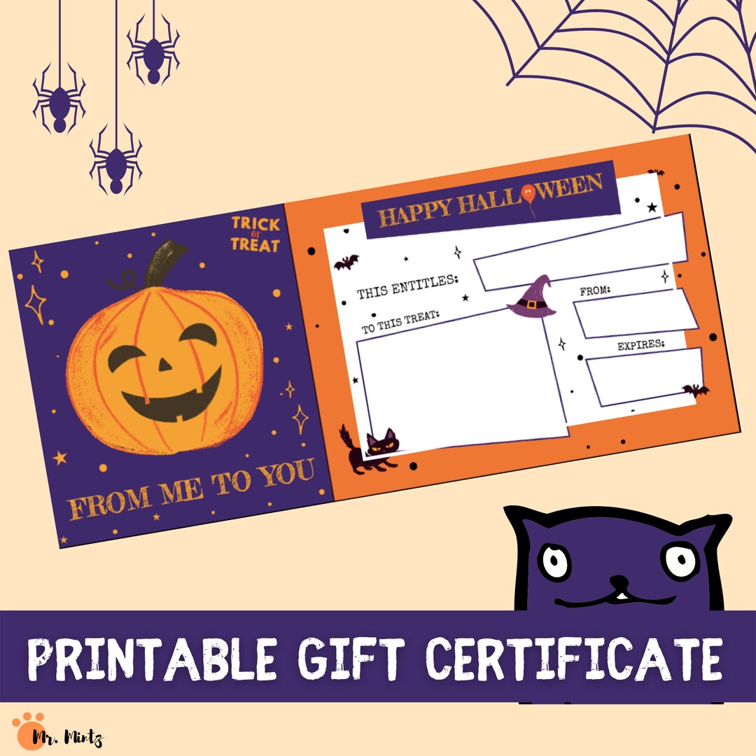 Gift Certificate | Halloween Gift Voucher | Printable Halloween Gift ...