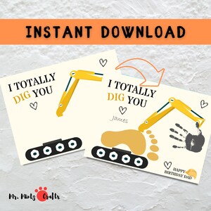 Handprint Footprint Art Craft Birthday Gift for Dad | I Dig You Cards ...