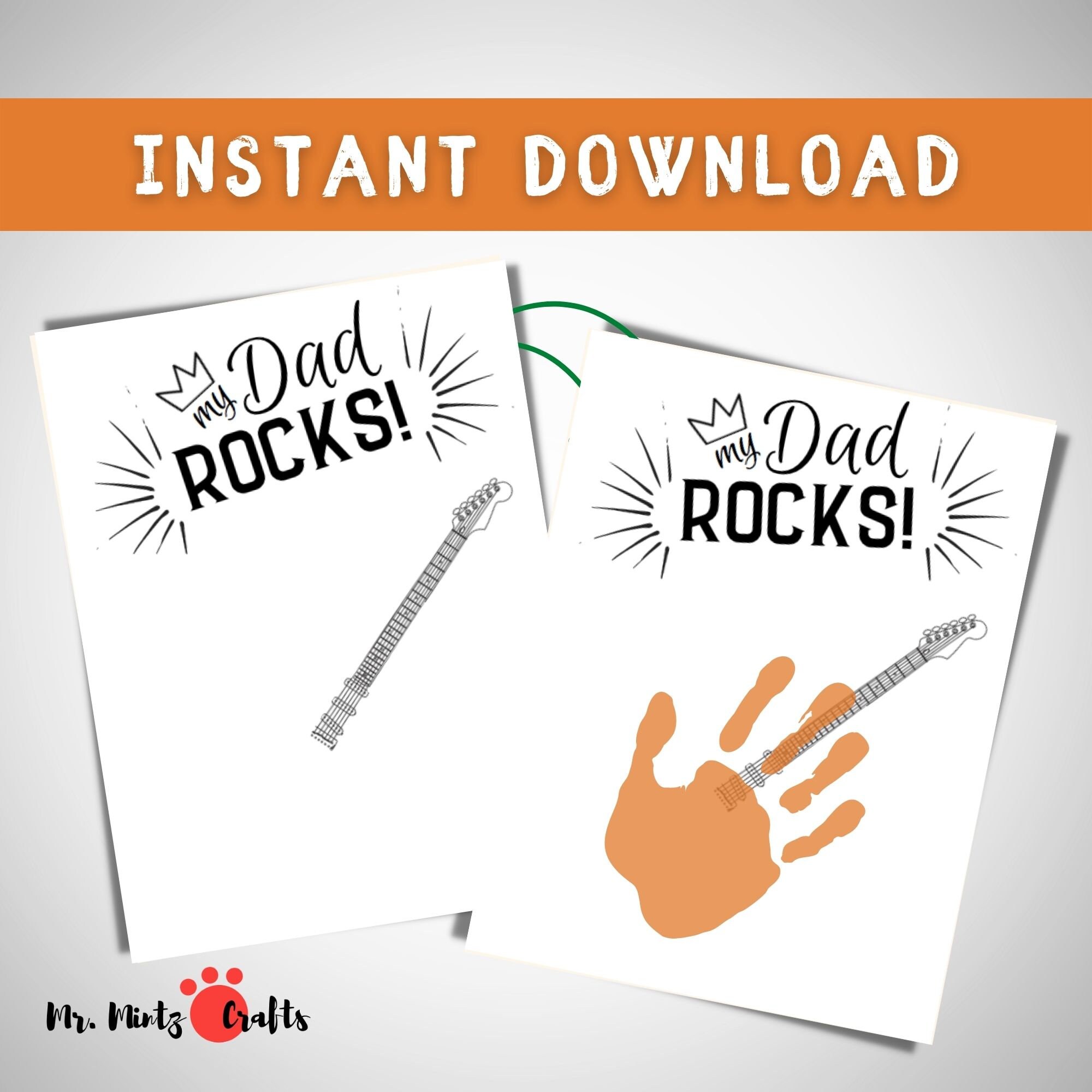 Handprint Art Craft Fathers Day My Dad Rocks Father's - Etsy