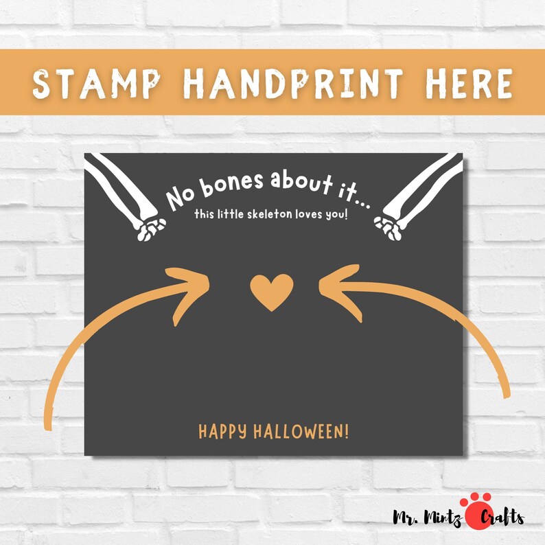 Halloween Handprint Art Craft Printable Skeleton Craft for - Etsy