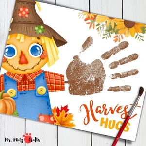 Fall Scarecrow Handprint Art Craft | Harvest Crafts for Kids | Autumn ...