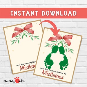Mistletoe Footprint Card Christmas Handprint Footprint Art Craft ...