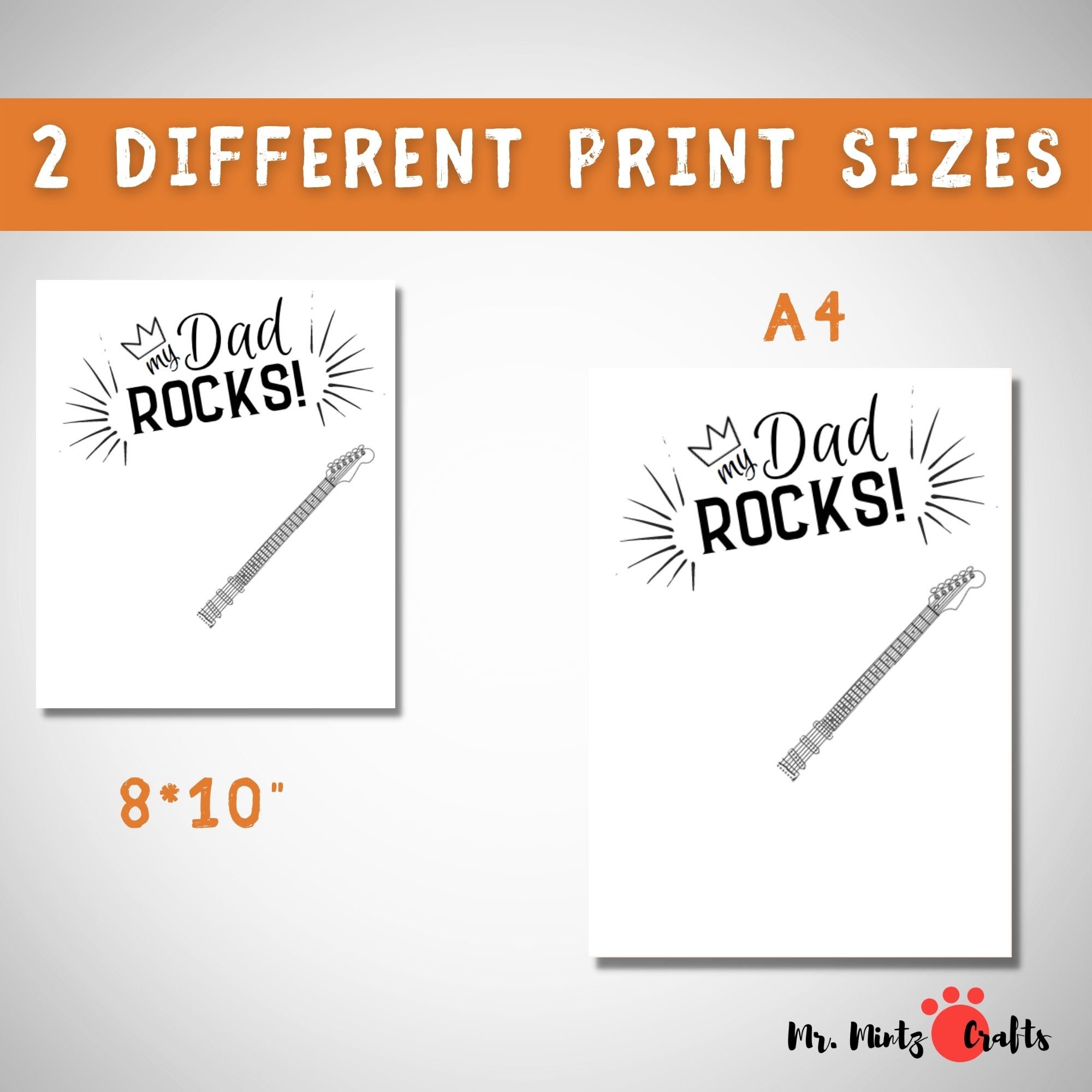 Handprint Art Craft Fathers Day My Dad Rocks Father's - Etsy