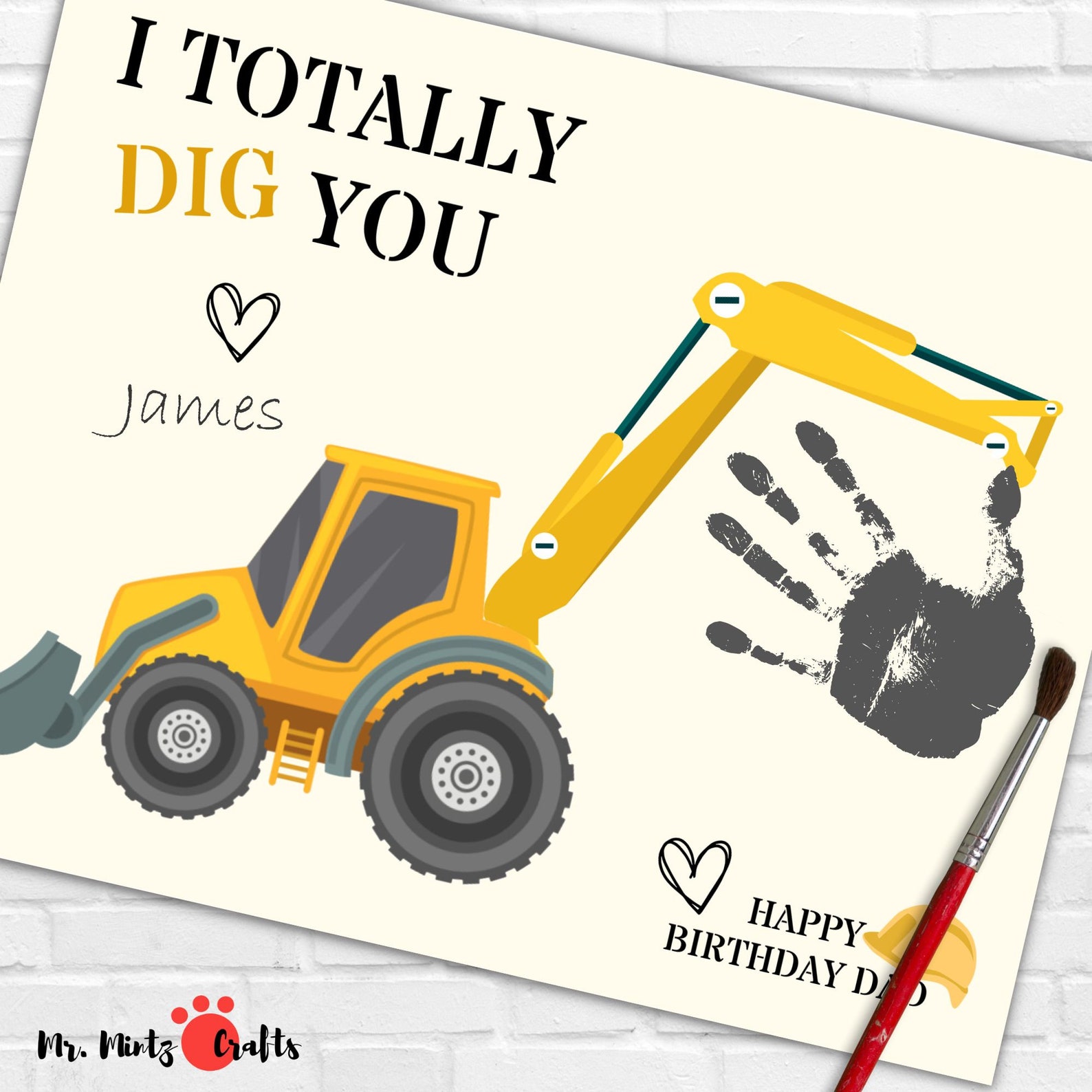 Handprint Art Craft Birthday Gift for Dad I Dig You Cards Printable ...