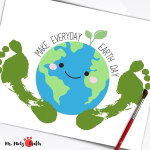 Earth Day Footprint Art Craft | Earth Day Printable for Kids | Happy ...