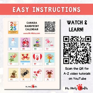 Handprint Calendar 2025 Printable With CANADIAN HOLIDAYS | Handprint ...