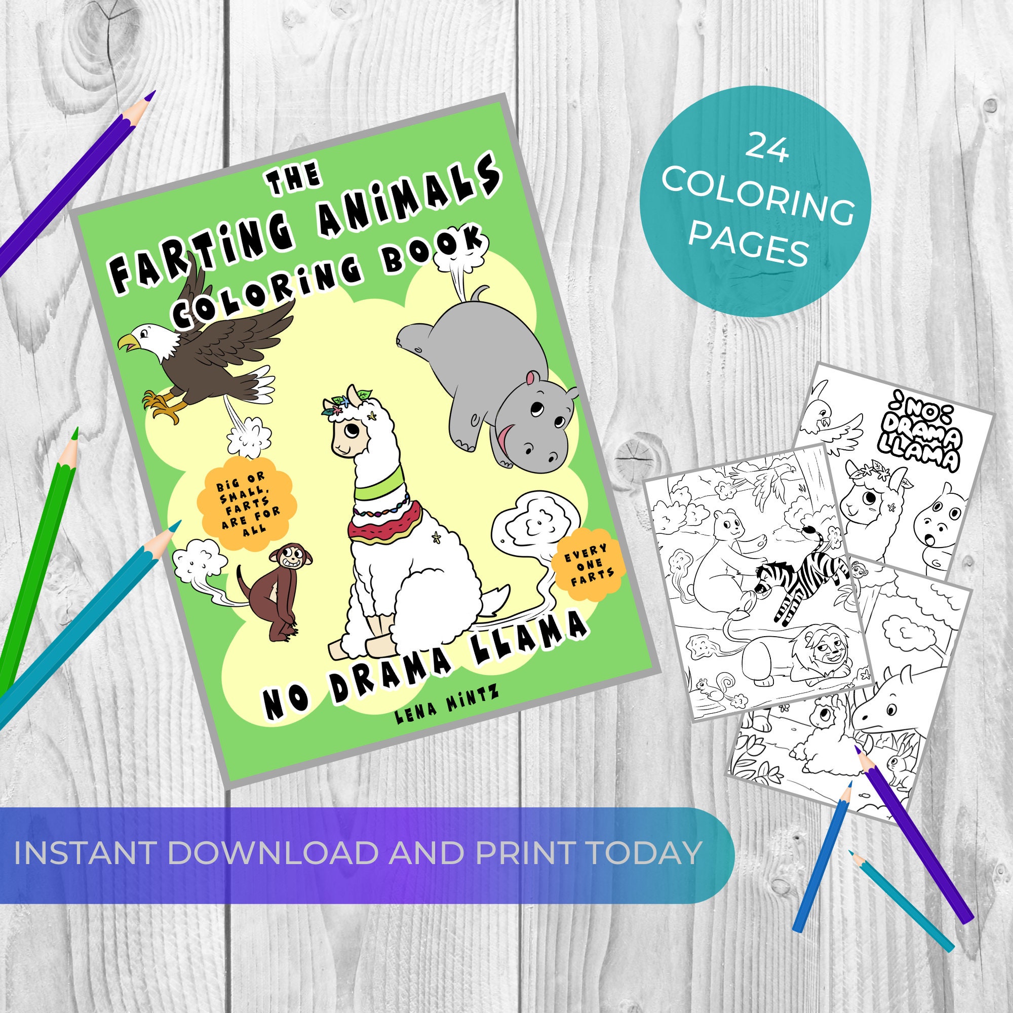 The Farting Animals Coloring Book Printable Coloring Pages | Etsy