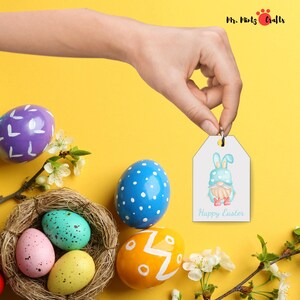 Printable Happy Easter Gnome Bunny Gift Tags – 12 Cute Bunny Tags for ...