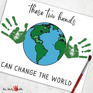 Earth Day Handprint Art Craft | Earth Day Printable for Kids | Earth ...