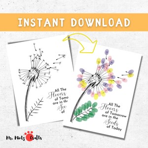 Dandelion Fingerprint Art Dandelion Kids Craft Fingerprint - Etsy