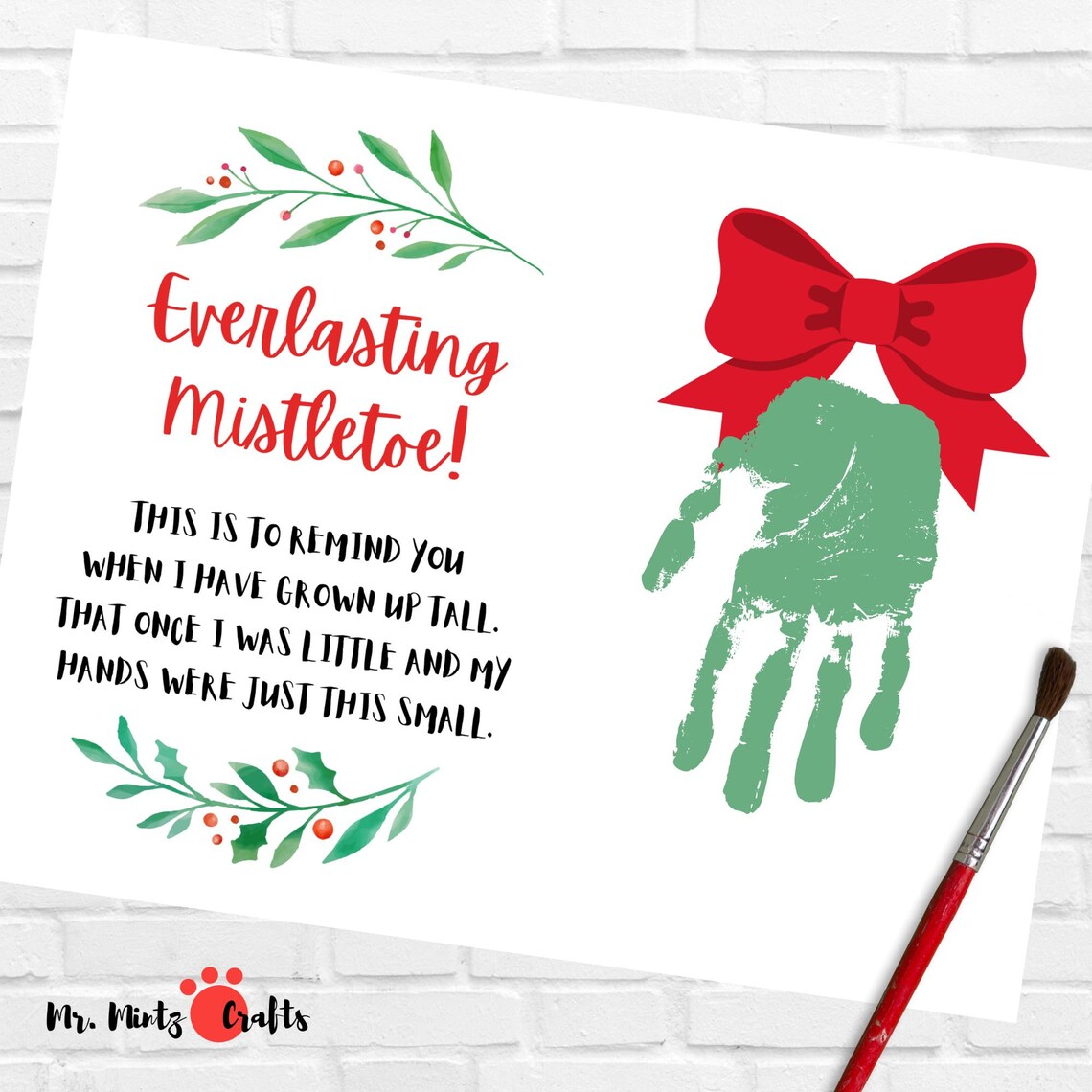 Christmas Mistletoe Handprint Art Craft Template Printable Downloads ...