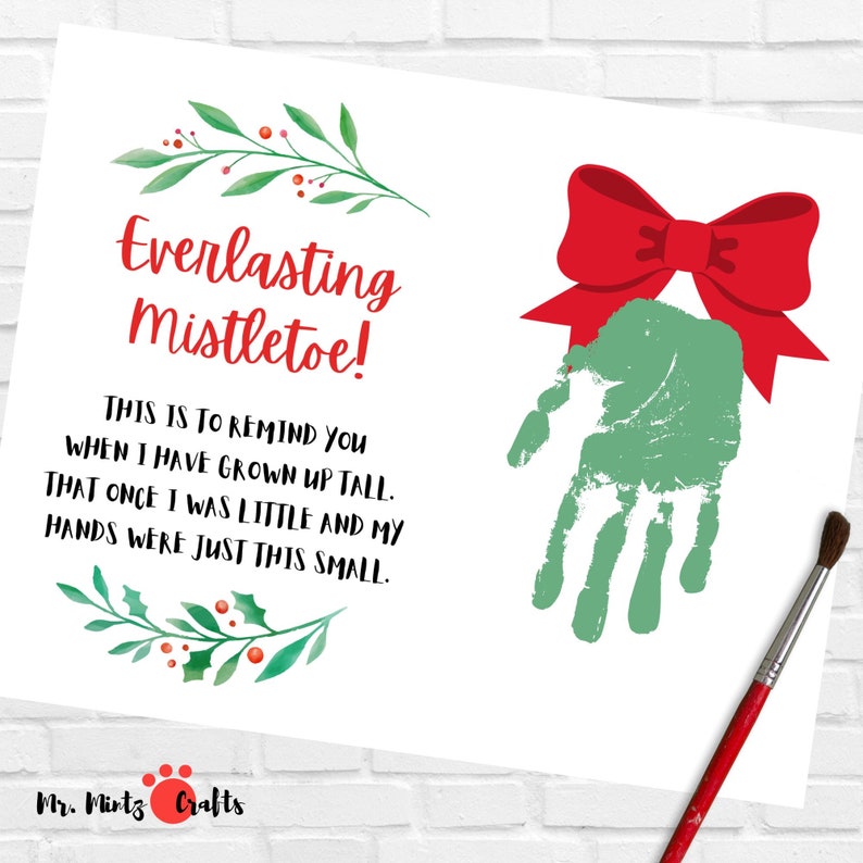 Christmas Mistletoe Handprint Art Craft Template Printable Downloads ...