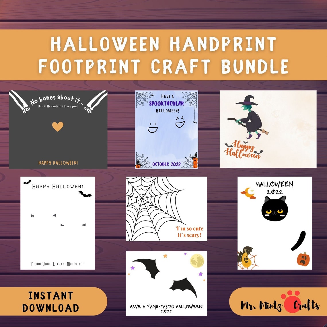 Halloween Handprint Footprint Art Craft Bundle Fall - Etsy