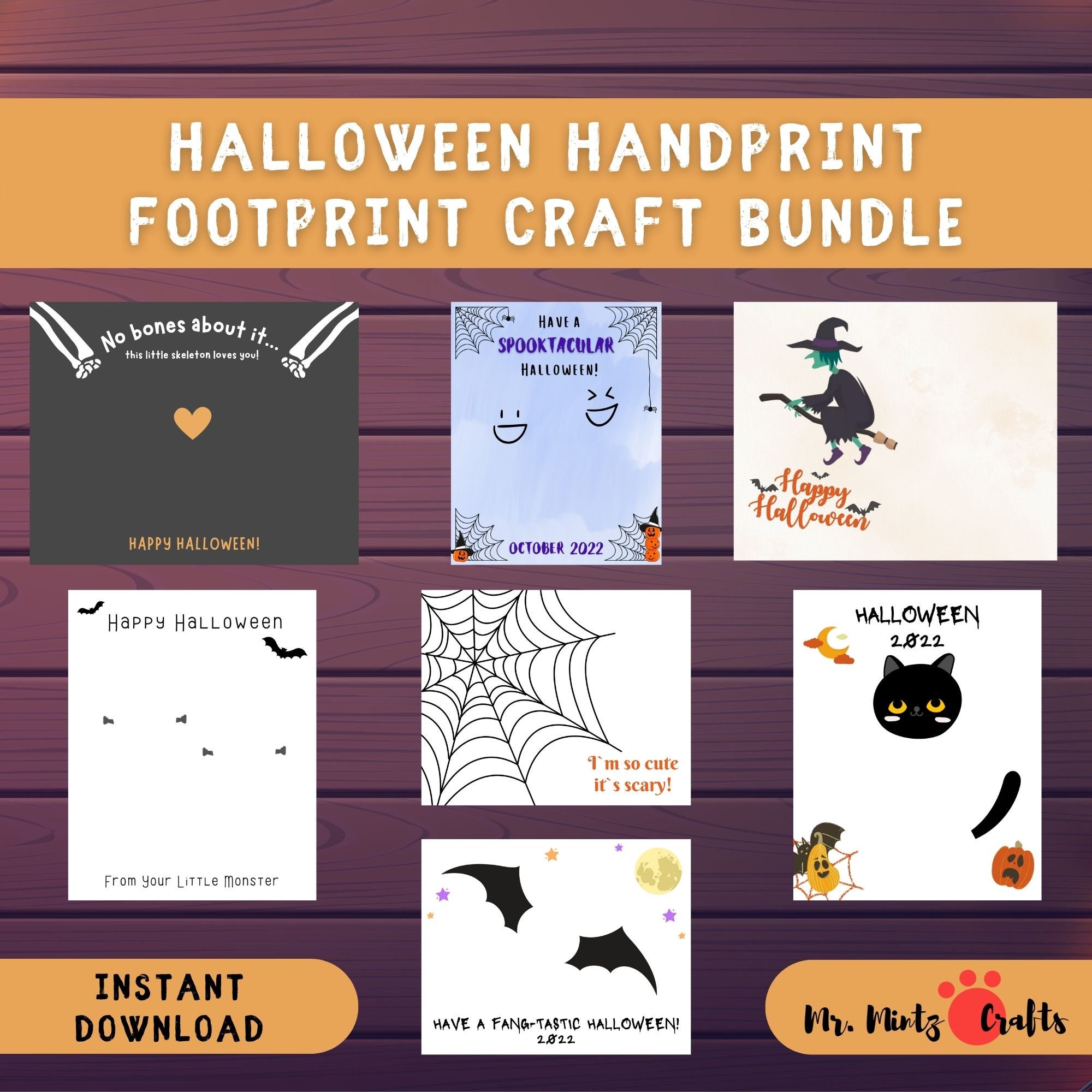 Halloween Handprint Footprint Art Craft Bundle Fall - Etsy