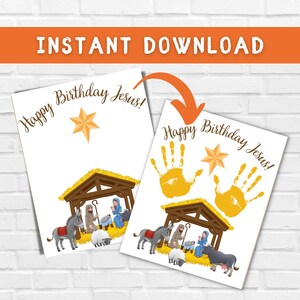Christmas Nativity Scene Handprint Art Craft | Happy Birthday Jesus ...