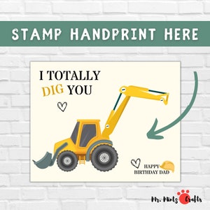 Handprint Art Craft Birthday Gift for Dad | I Dig You Cards Printable ...