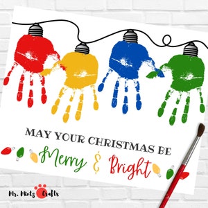 Handprint Christmas Lights | Christmas Handprint Art Crafts Template ...