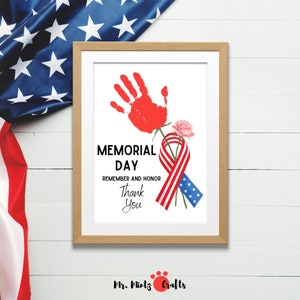 Memorial Day DIY Kids Handprint Keepsake Art Craft Printable Memorial ...