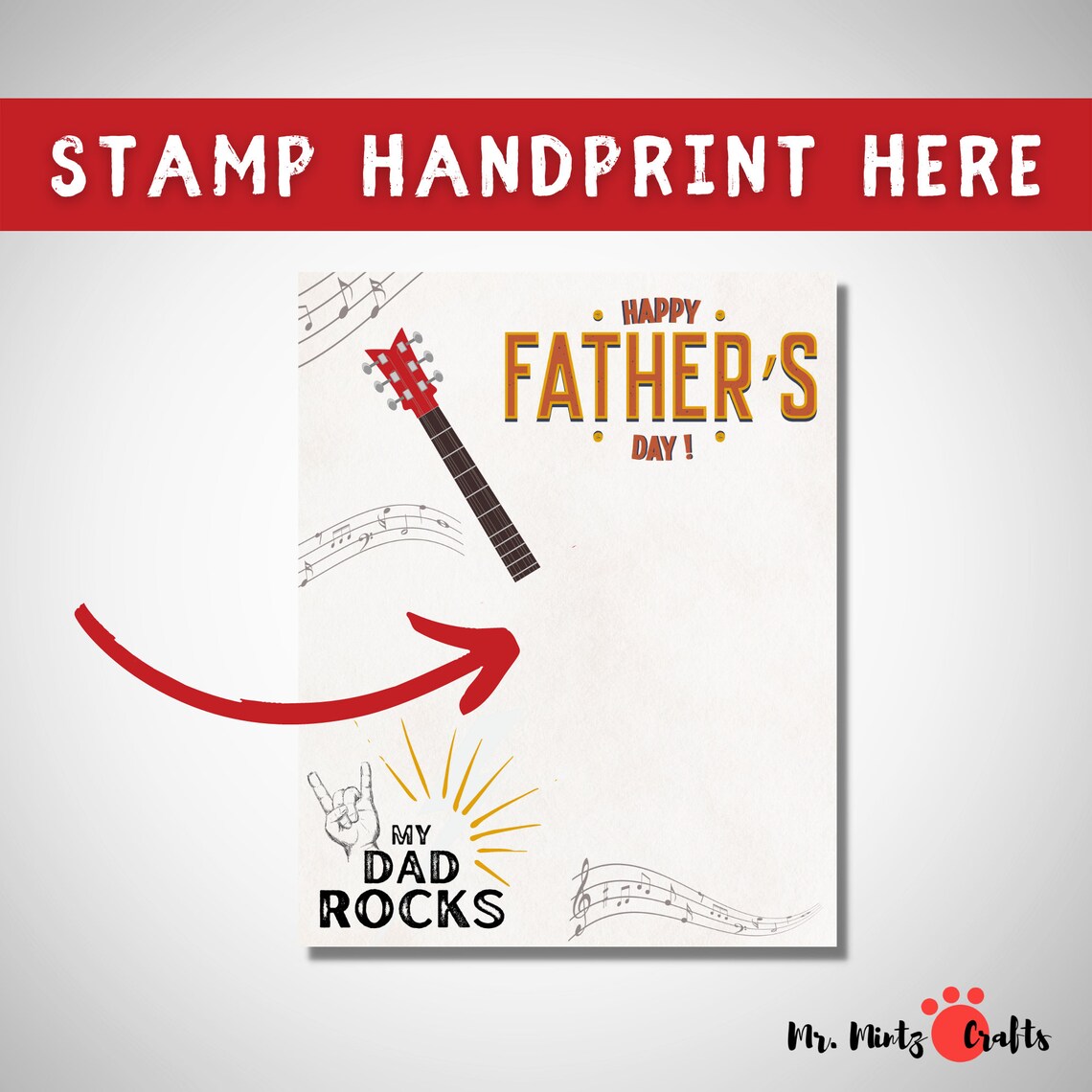 Handprint Art Craft for Fathers My Dad Rocks Fathers Day | Etsy