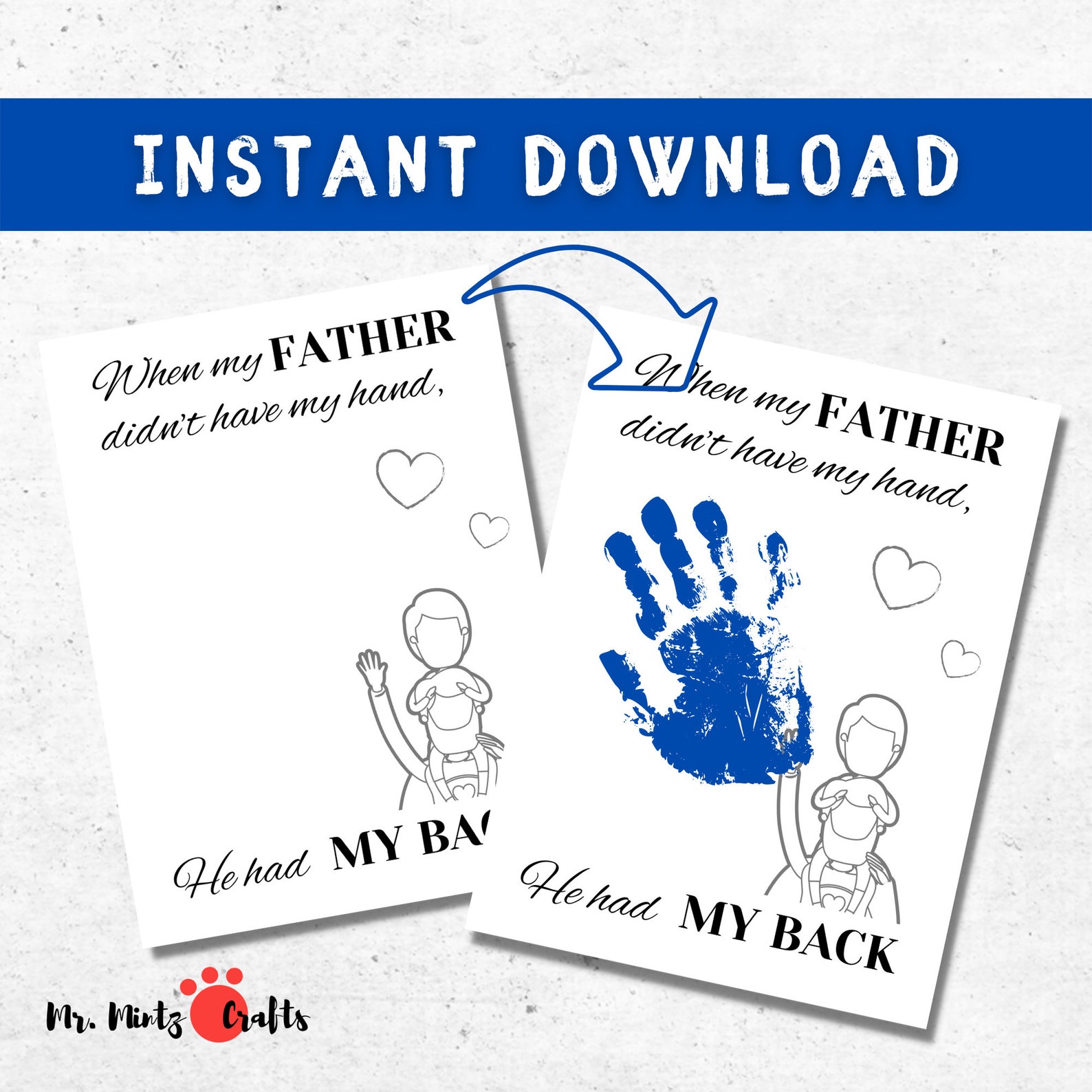 Handprint Art Craft for Father's Day Father's Day - Etsy