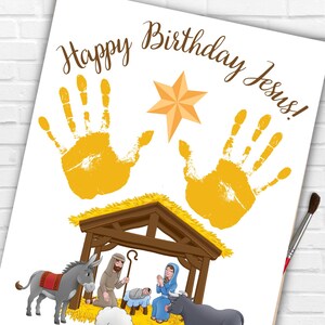 Christmas Nativity Scene Handprint Art Craft | Happy Birthday Jesus ...