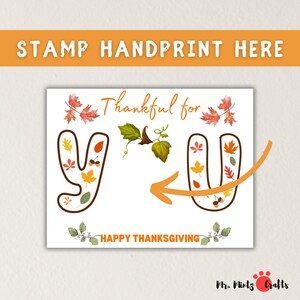 Thankful for You Thanksgiving Handprint Art Craft Activities Printable ...