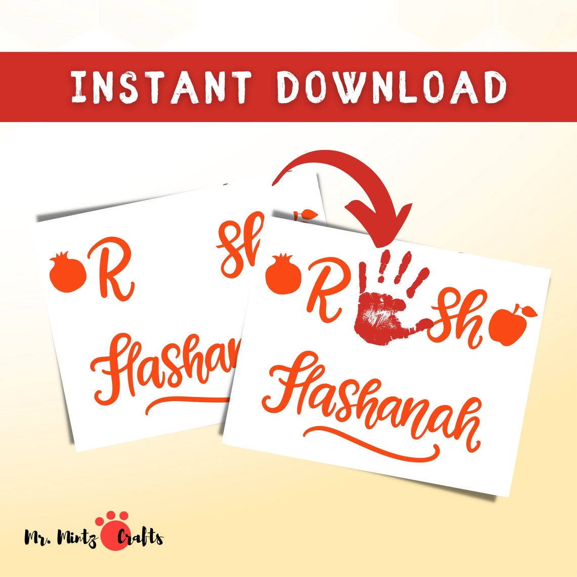 Rosh Hashanah Handprint Art Craft | Rosh Hashanah Card | Rosh Hashanah ...