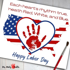 Flag Poem Labor Day Handprint Keepsake Art Craft Printable | USA ...