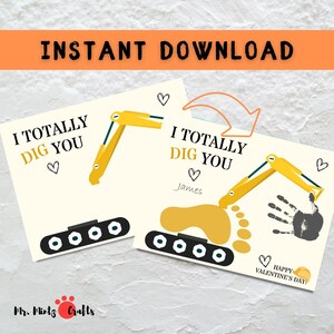 I Dig You Valentine Cards Printable | Handprint Footprint Art Craft ...