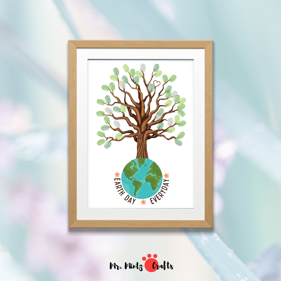 Earth Day Handprint Fingerprint Art Craft Printable for Kids | Happy ...