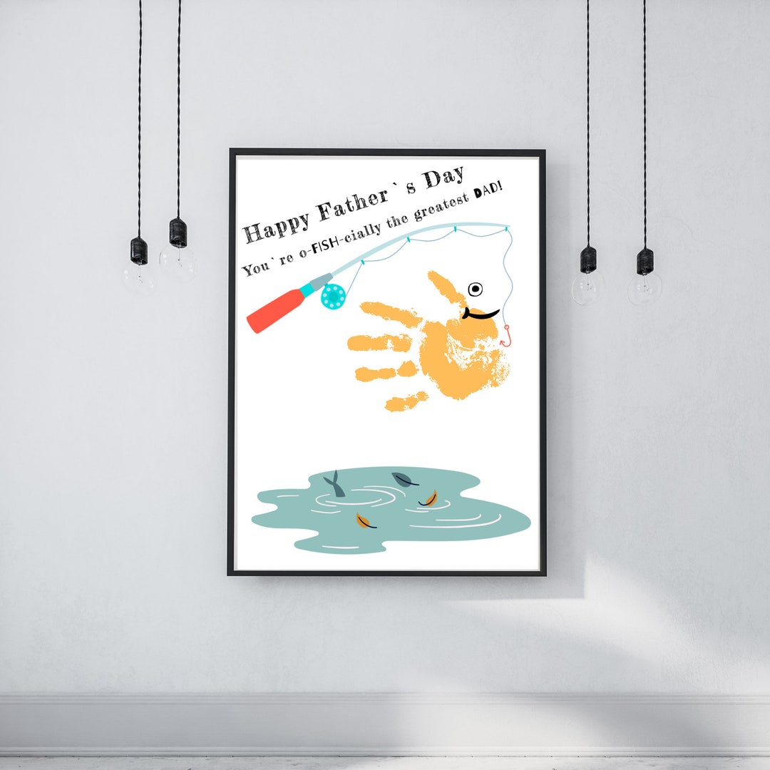 Handprint Art Craft Gifts for Dad | Fathers Day Fishing Gift From ...