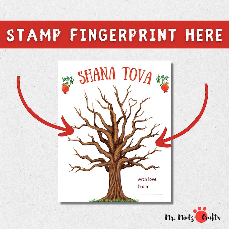 Rosh Hashanah Handprint Fingerprint Art Craft | Rosh Hashanah Card ...
