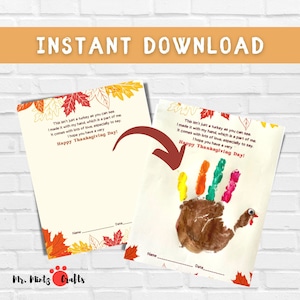 Thanksgiving Handprint Poem Art Craft Activities for Kids | Turkey ...