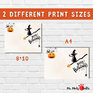 Black Cat Witch Broom Halloween Handprint Art Craft Printable ...