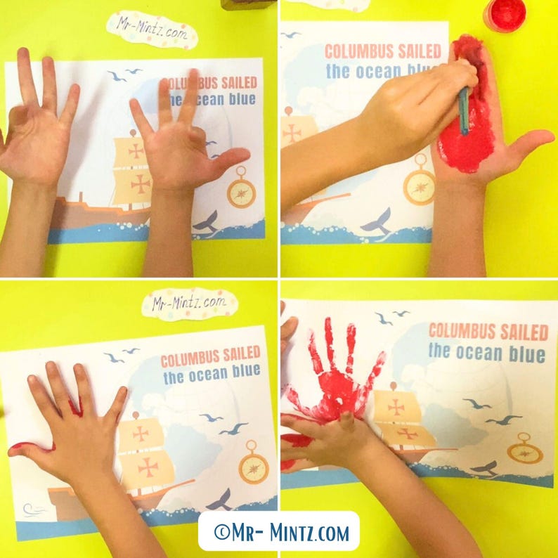 Columbus Day Handprint Craft Printable Explorer Activity for Kids With ...