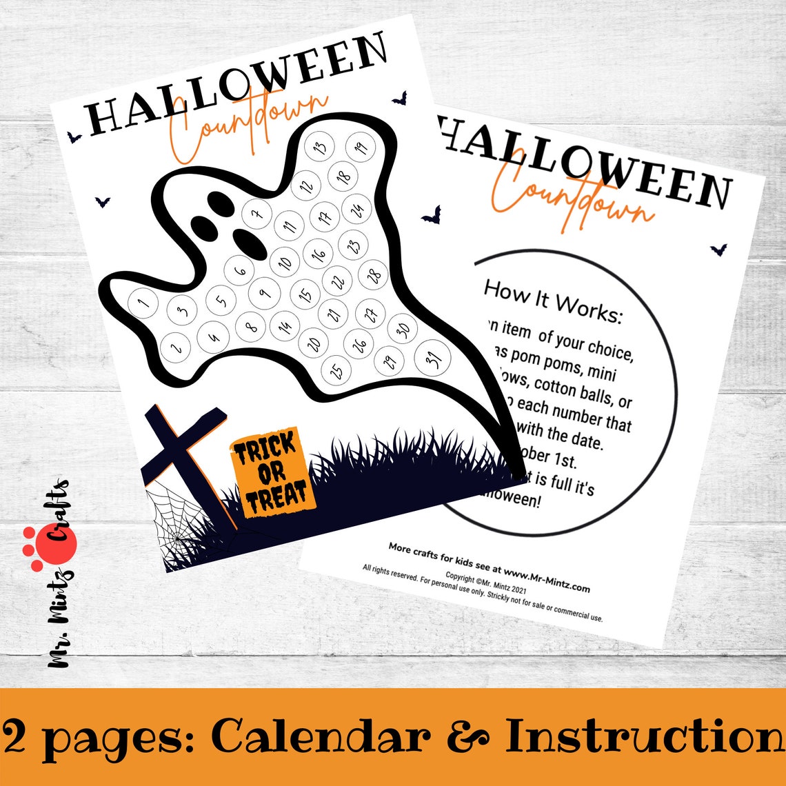 Countdown to Halloween Printable Halloween Countdown - Etsy