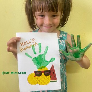 Summer Handprint Art Craft for Kids Printable | Easy Pineapple Craft ...