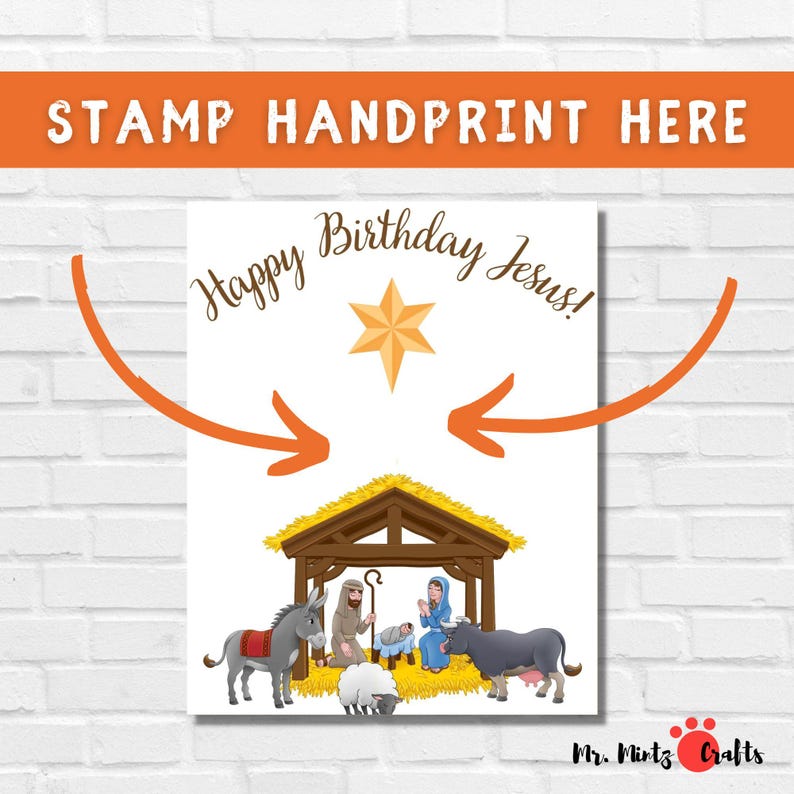 Christmas Nativity Scene Handprint Art Craft | Happy Birthday Jesus ...