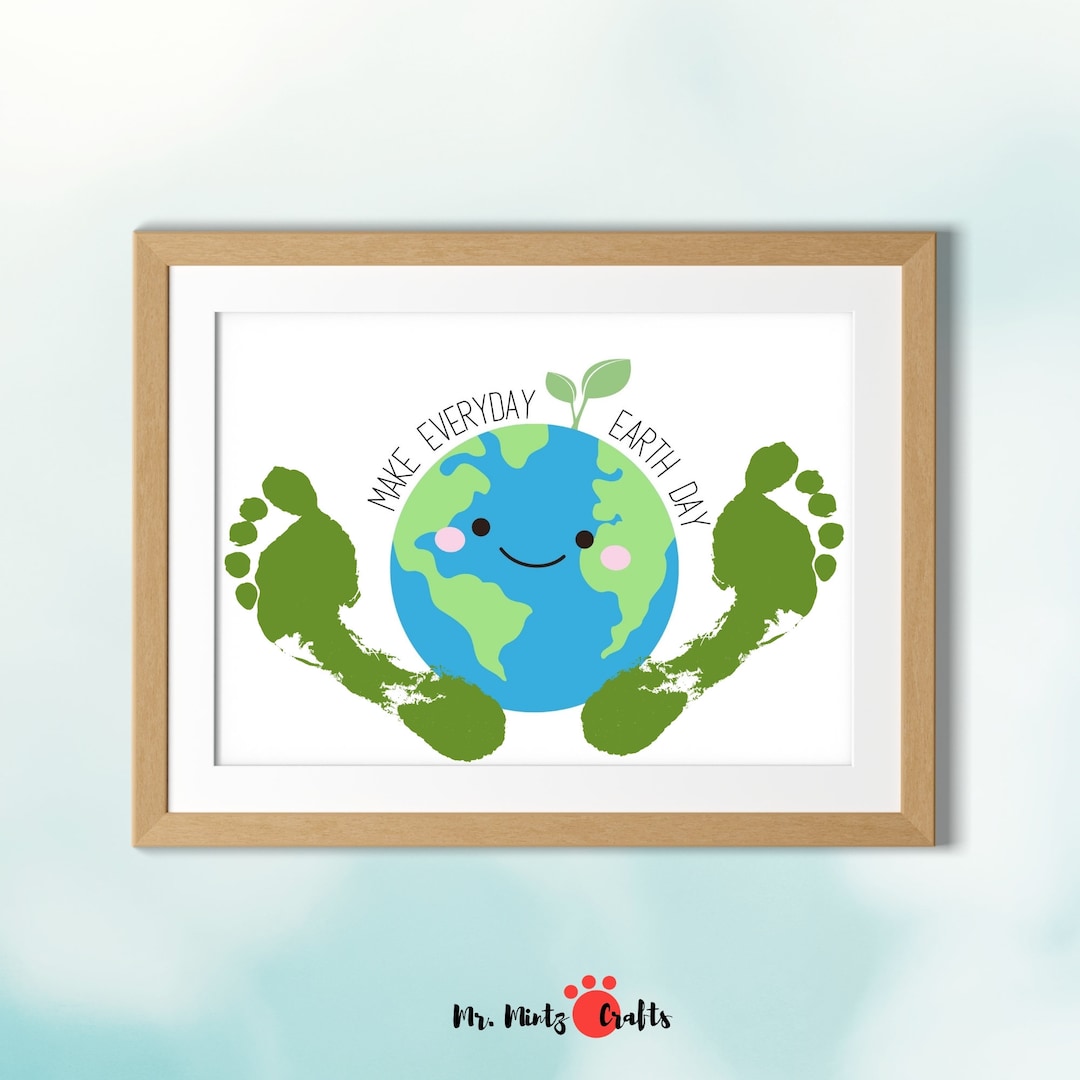 Earth Day Footprint Art Craft | Earth Day Printable for Kids | Happy ...