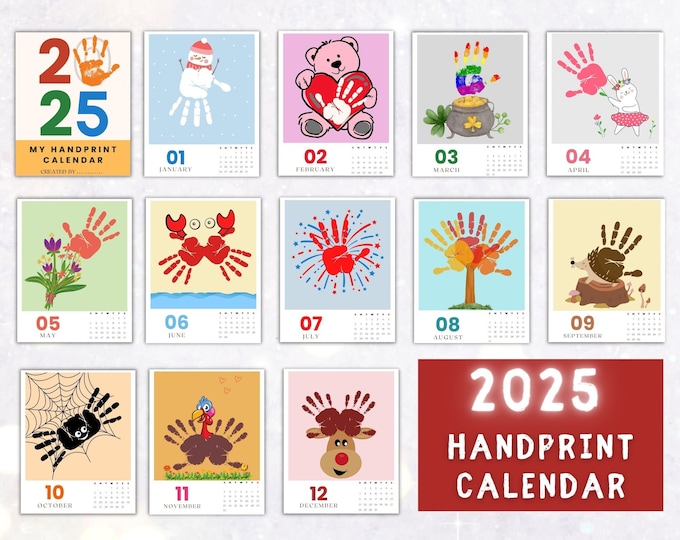 2025 Handprint Calendar | Handprint Art Craft | Kids Keepsake Gift ...