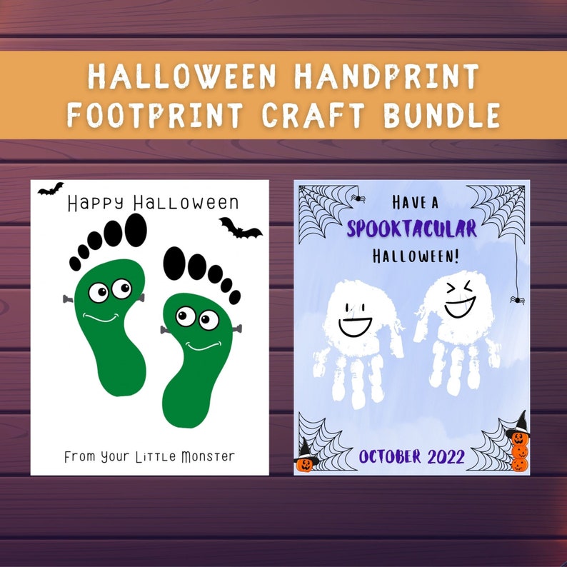 Halloween Handprint Footprint Art Craft Bundle Fall - Etsy