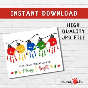 Handprint Christmas Lights | Christmas Handprint Art Crafts Template ...